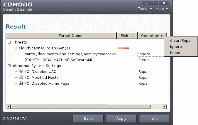 Smart Scan, Malware Removal, Comodo Cleaning Essentials,Comodo Removal, Rescue Disk Version 2.0